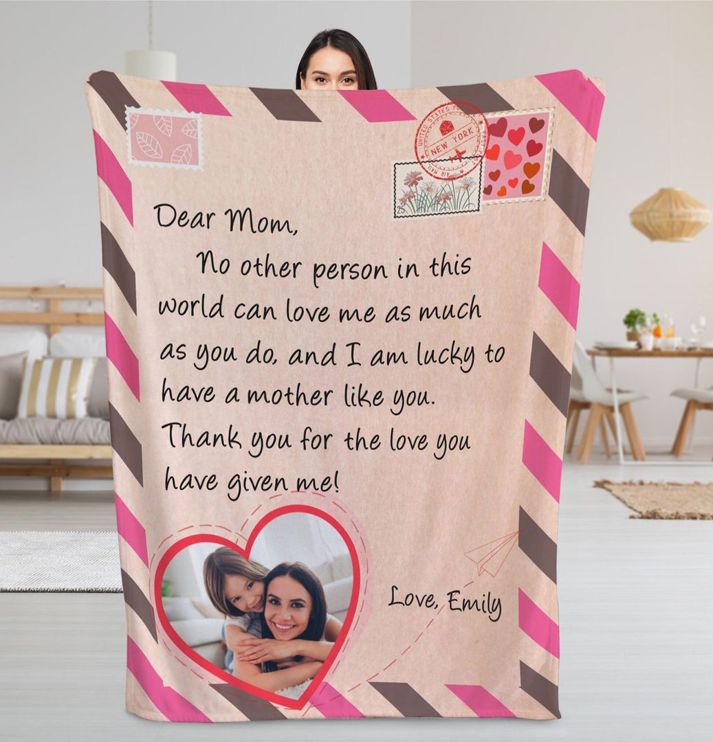 Personalized Photo Dear Mom Letter Handwriting Sherpa Fleece Woven ...
