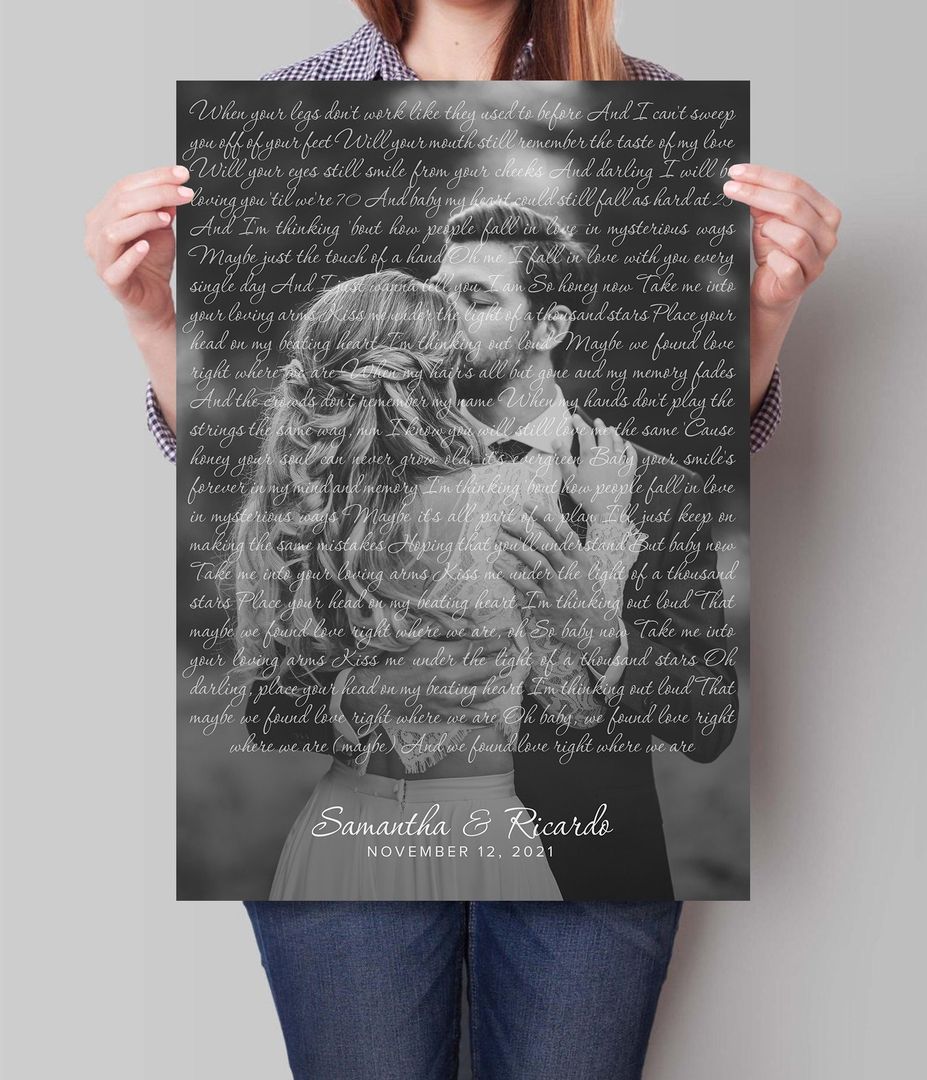 Personalized Custom Song Lyrics On Picture Photo Canvas CS42