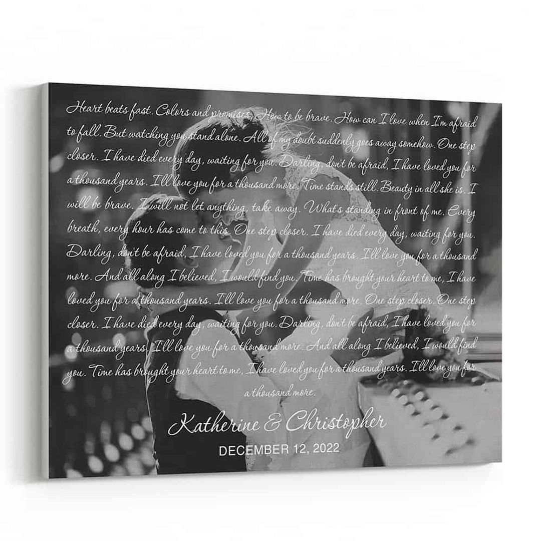 Personalized Custom Song Lyrics On Picture Photo Canvas CS92