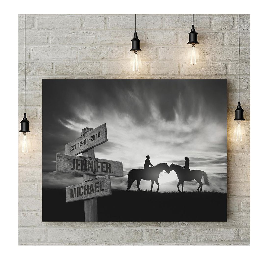 Personalized Custom Street Sign Family Name Horse Canvas CS327