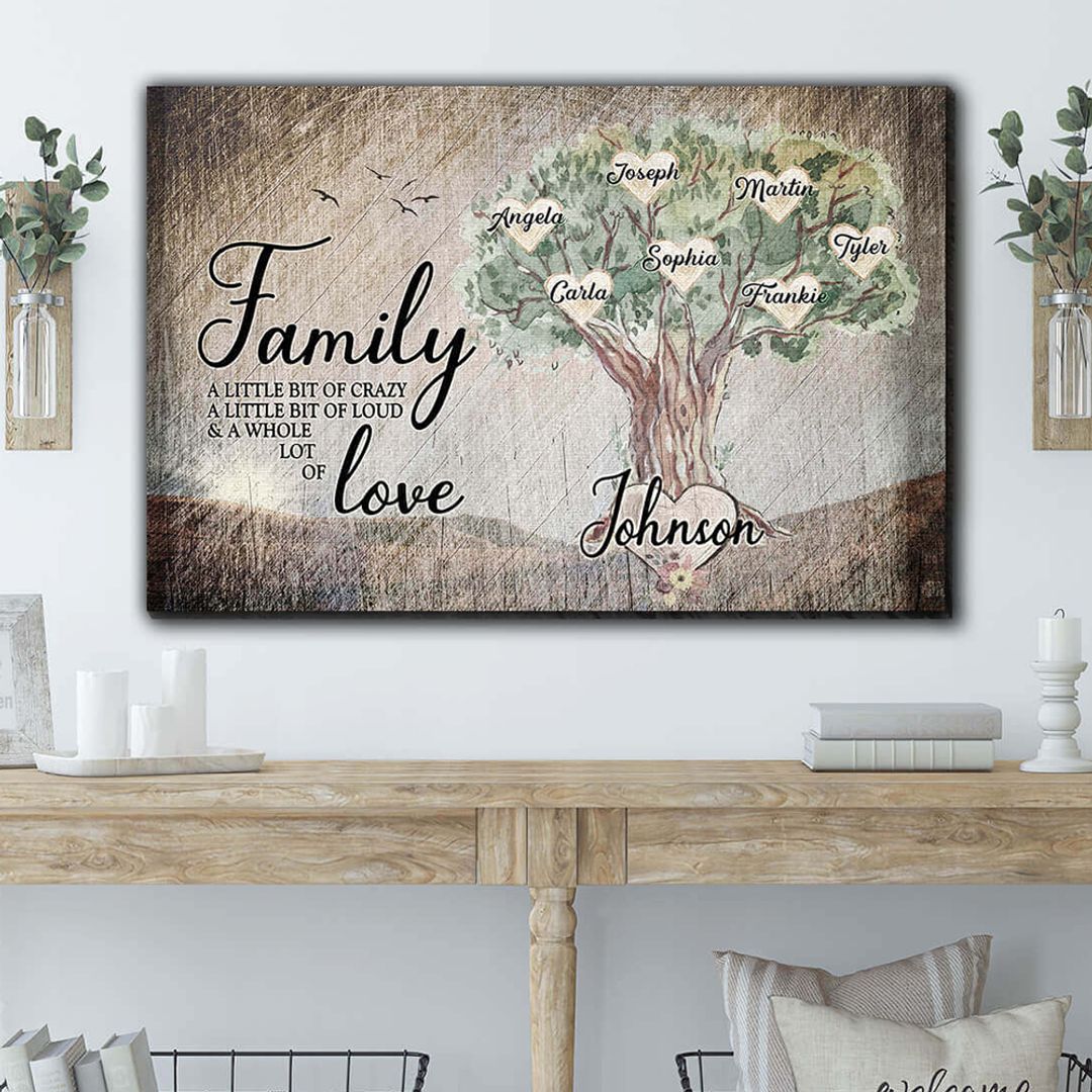 Personalized Custom Family Name Tree Canvas CS350