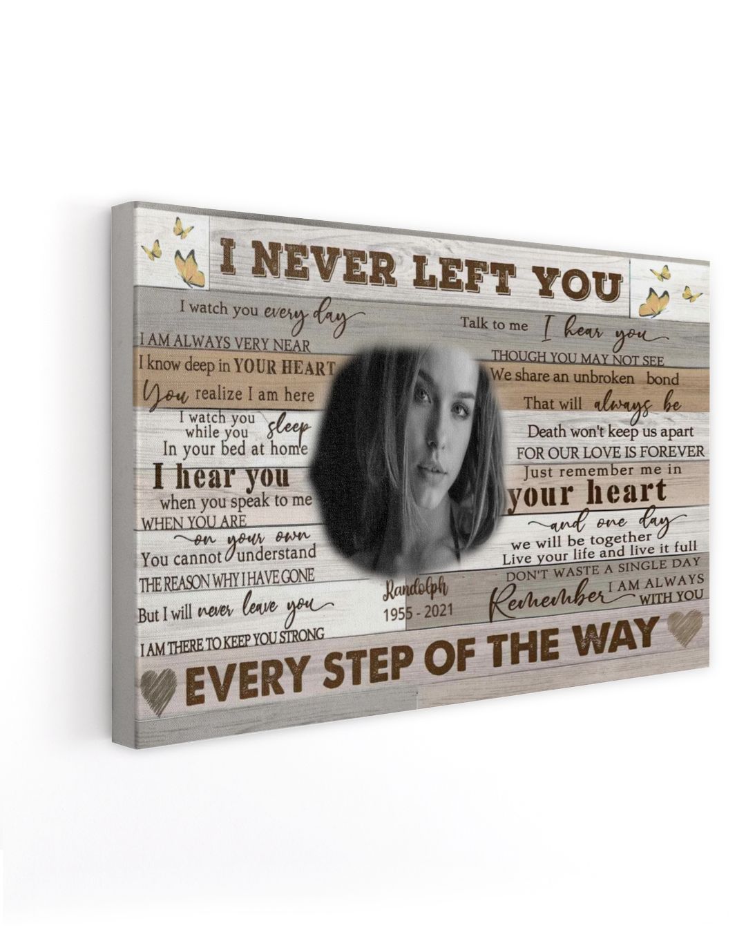 Personalized Custom I Never Left You Poem Butterfly Memorial Canvas Art ...